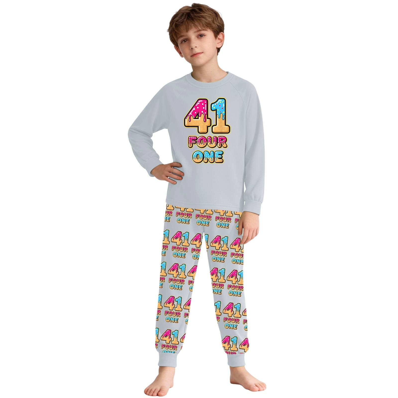 Hifoo Child Outfit Sets Ice Cream Print Long Sleeve Kids Boys Girls O ...