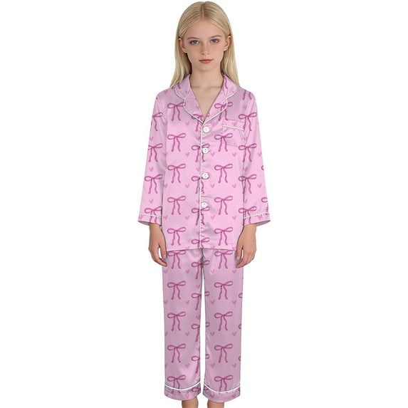 Hifoo Child Outfit Sets Satin Girls Long Sleeve Lapel Shirts Tops And ...