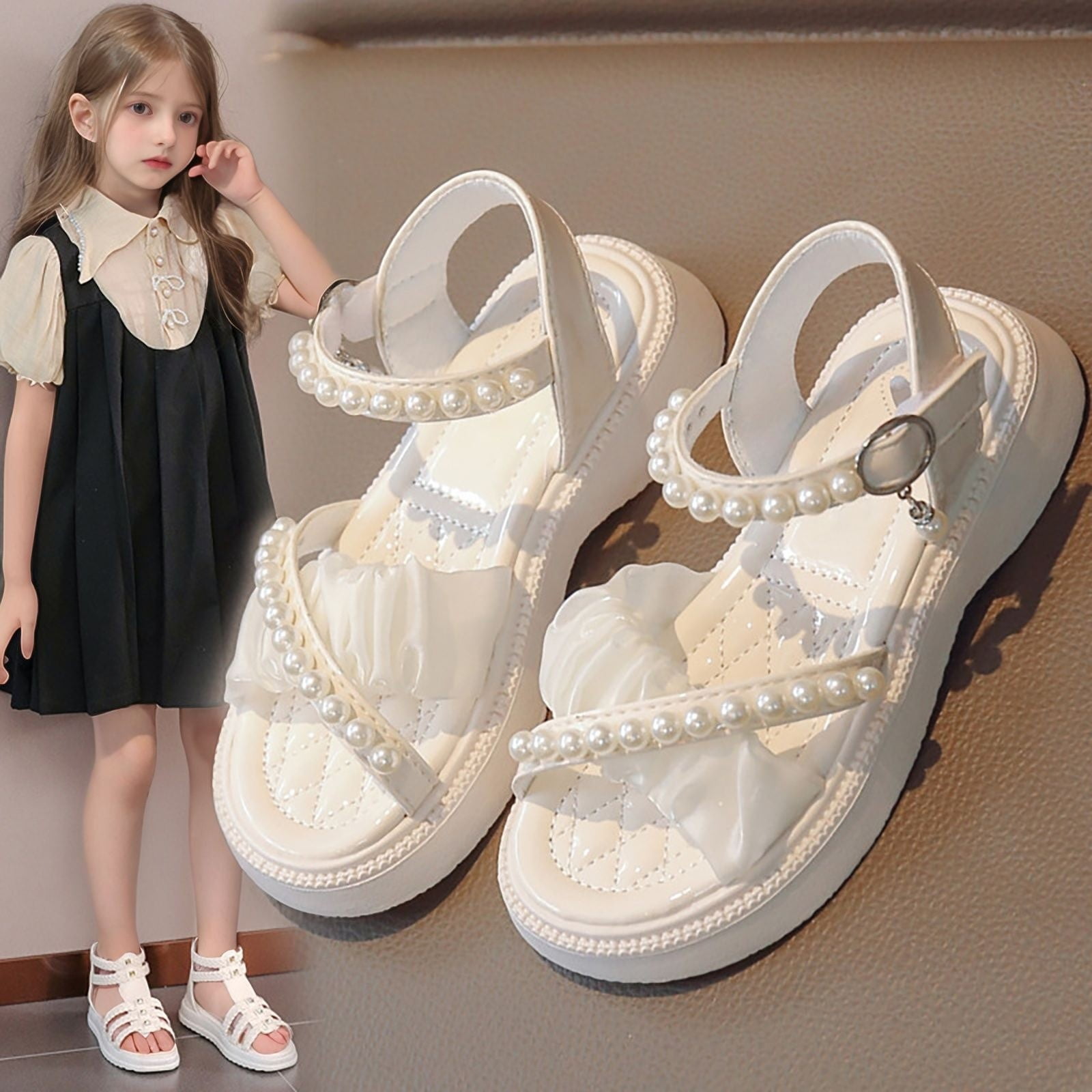 Hifoo Girls Fashion Toe Flat Sandals Beach Open Toe Patchwork Summer ...