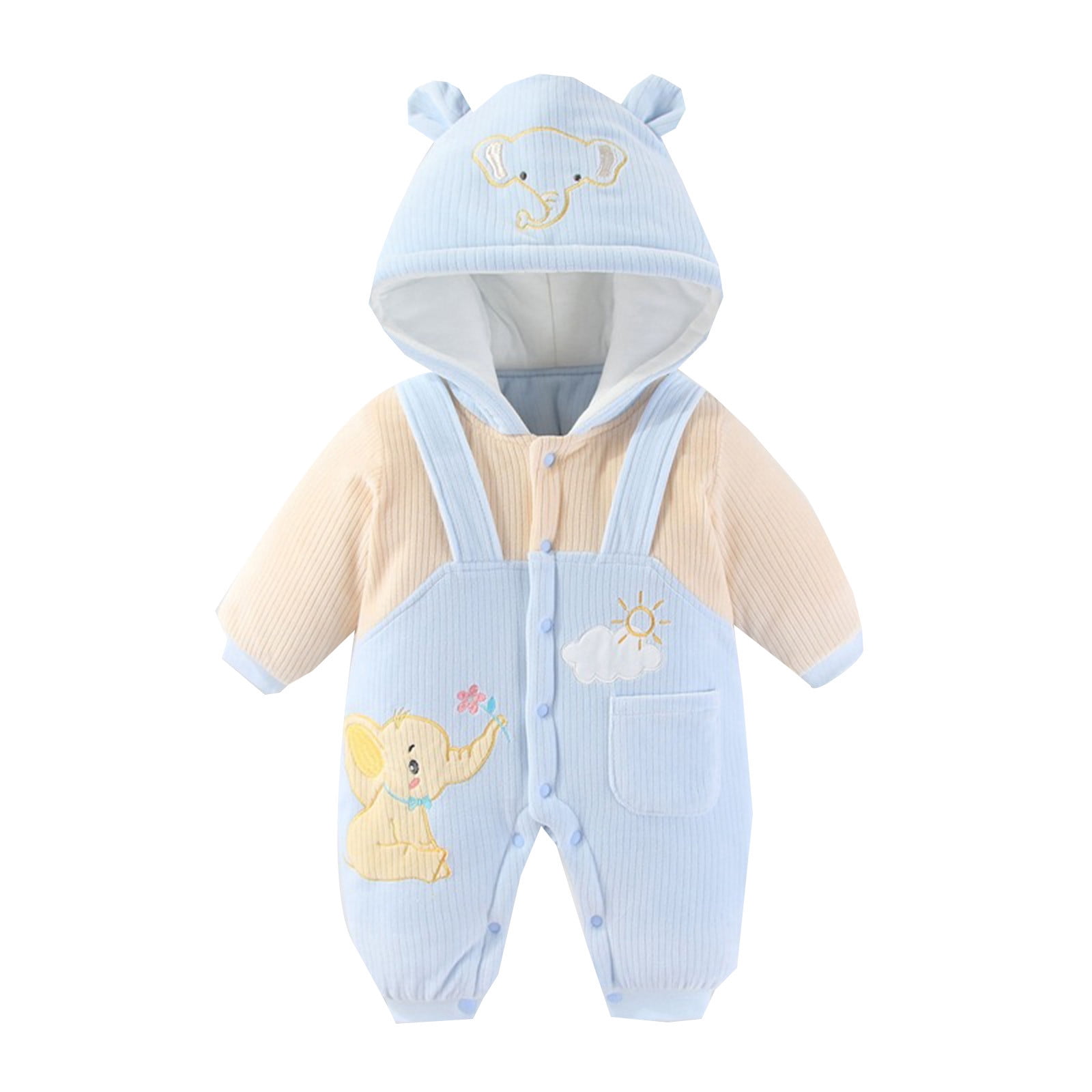 Hifoo Infants Boys Girls Long Sleeve Cartoon Hooded Romper Jumpsuit ...