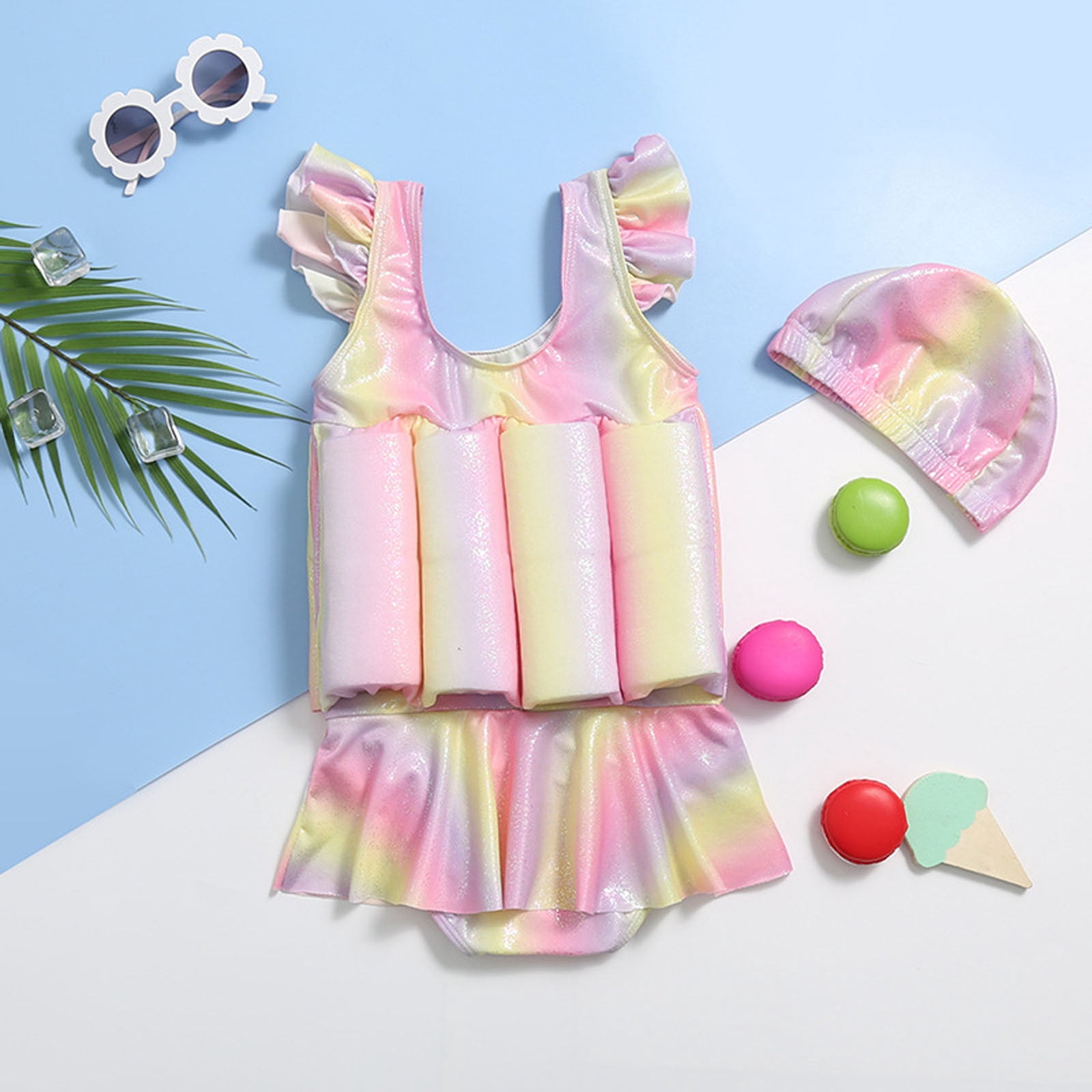 Hifoo Kids Girls Swimwear Flotation Bathing Suit For Toddler Kids ...