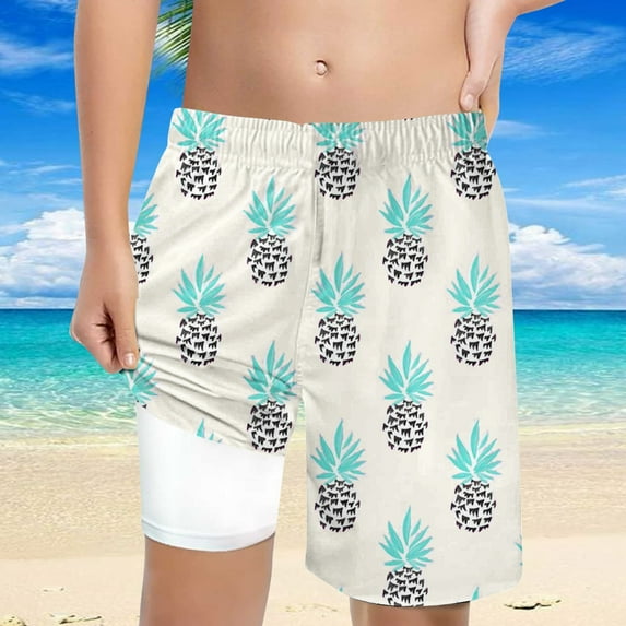 Hifoo Kids Swimwear Boys Coconut Tree Printed Swimming Shorts With Lace ...