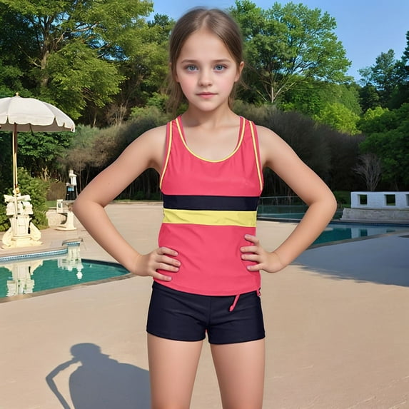 Hifoo Kids Swimwear Little Girls Summer Swimwear Two Piece Boyshort ...