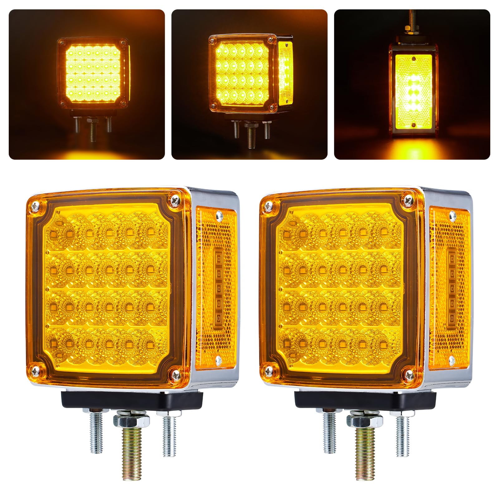Hifybaty 60 LED Pedestal RRF12 Lights - Amber Double Face Turn Signal ...