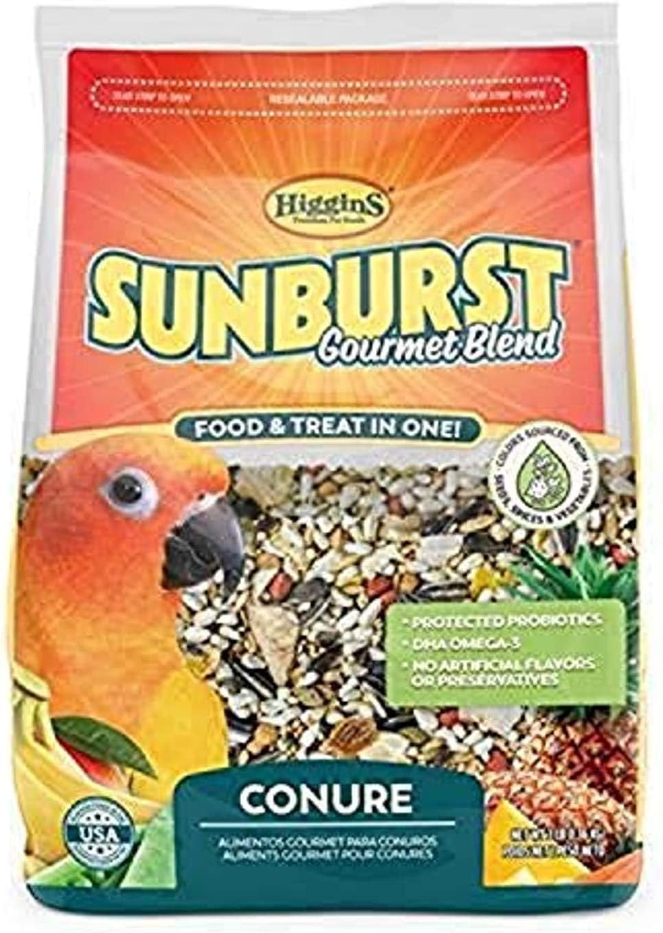 Higgins Premium Pet Foods Sunburst Conure Bird Seeds, Nuts, 3Lb, Large ...