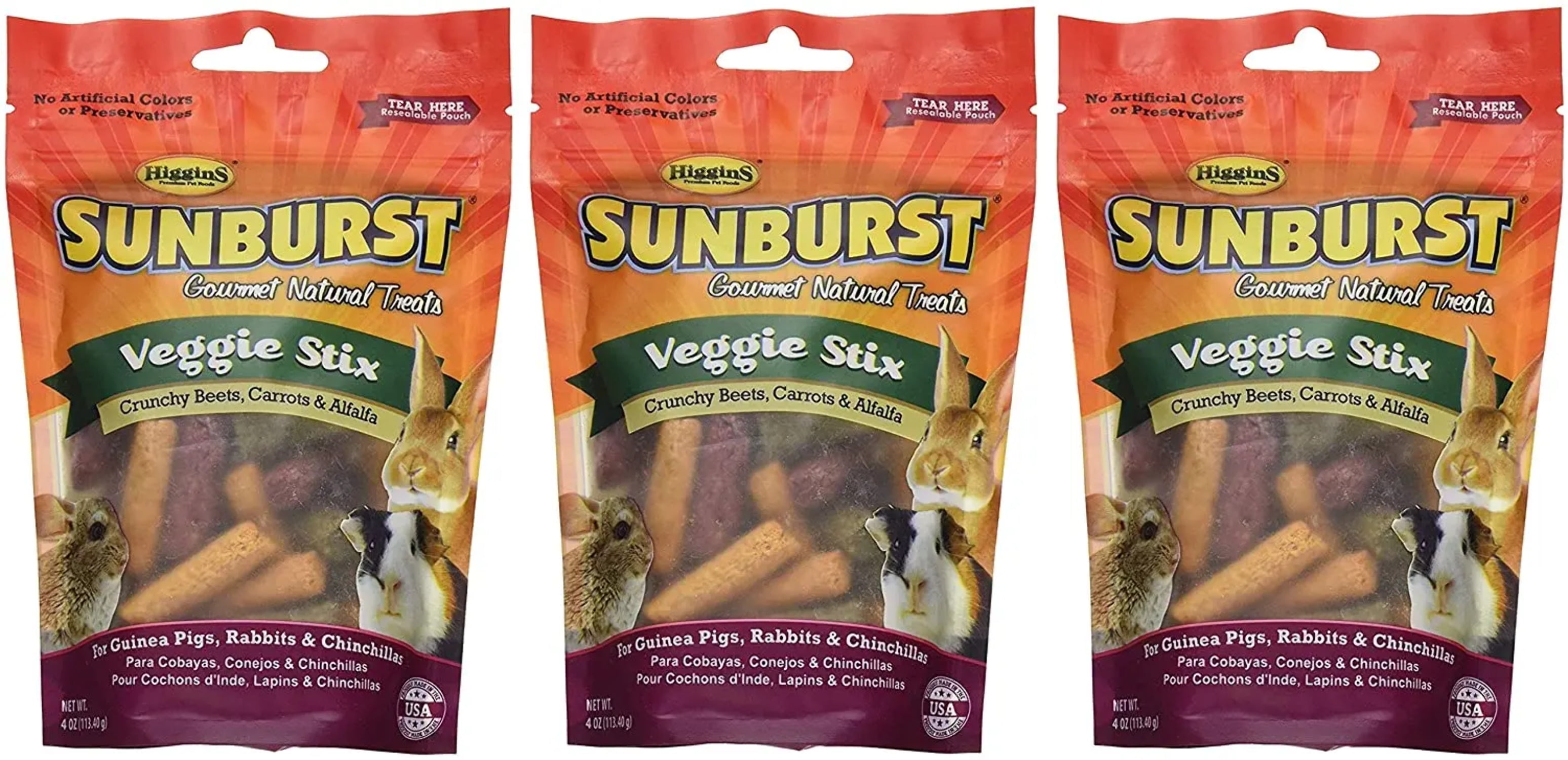 Higgins Sunburst Gourmet Veggie Stix Treat for Guinea Pigs, Rabbits ...