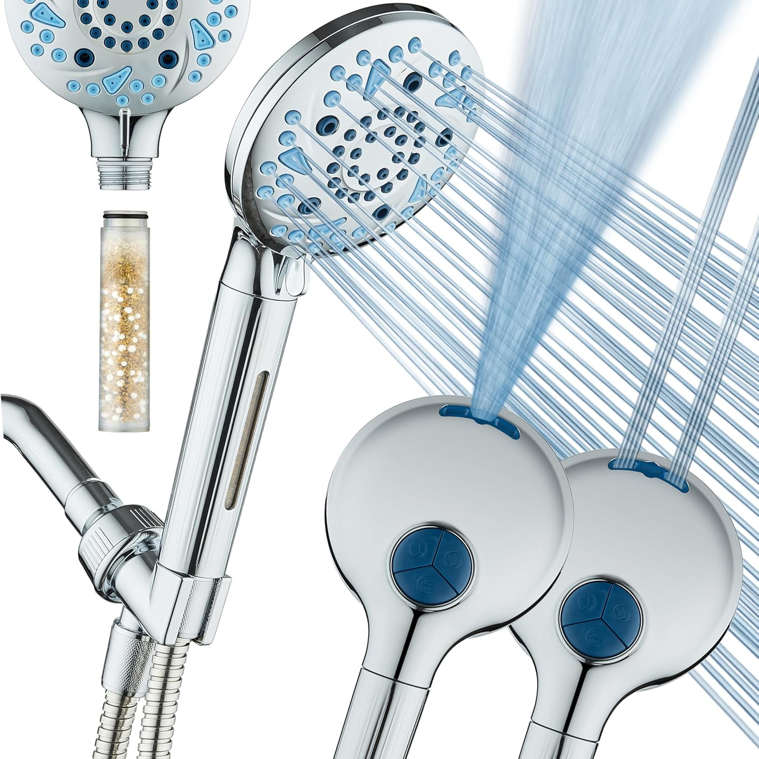 High 10 Mode Filtered Showerhead - Handheld Shower Filters Chlorine to ...