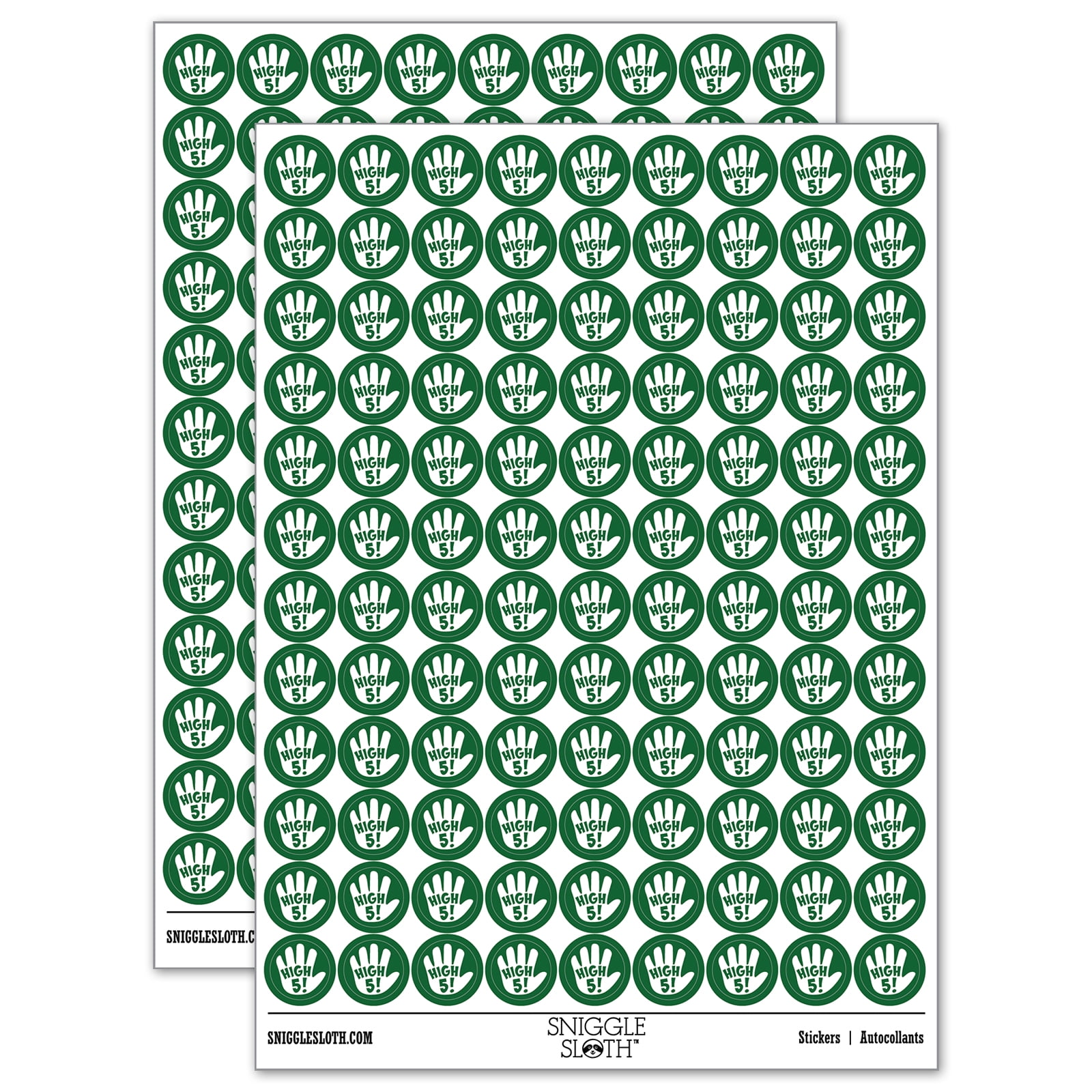 High 5 Hand Gesture Congrats 200+ Round Stickers - Dark Green - Matte ...