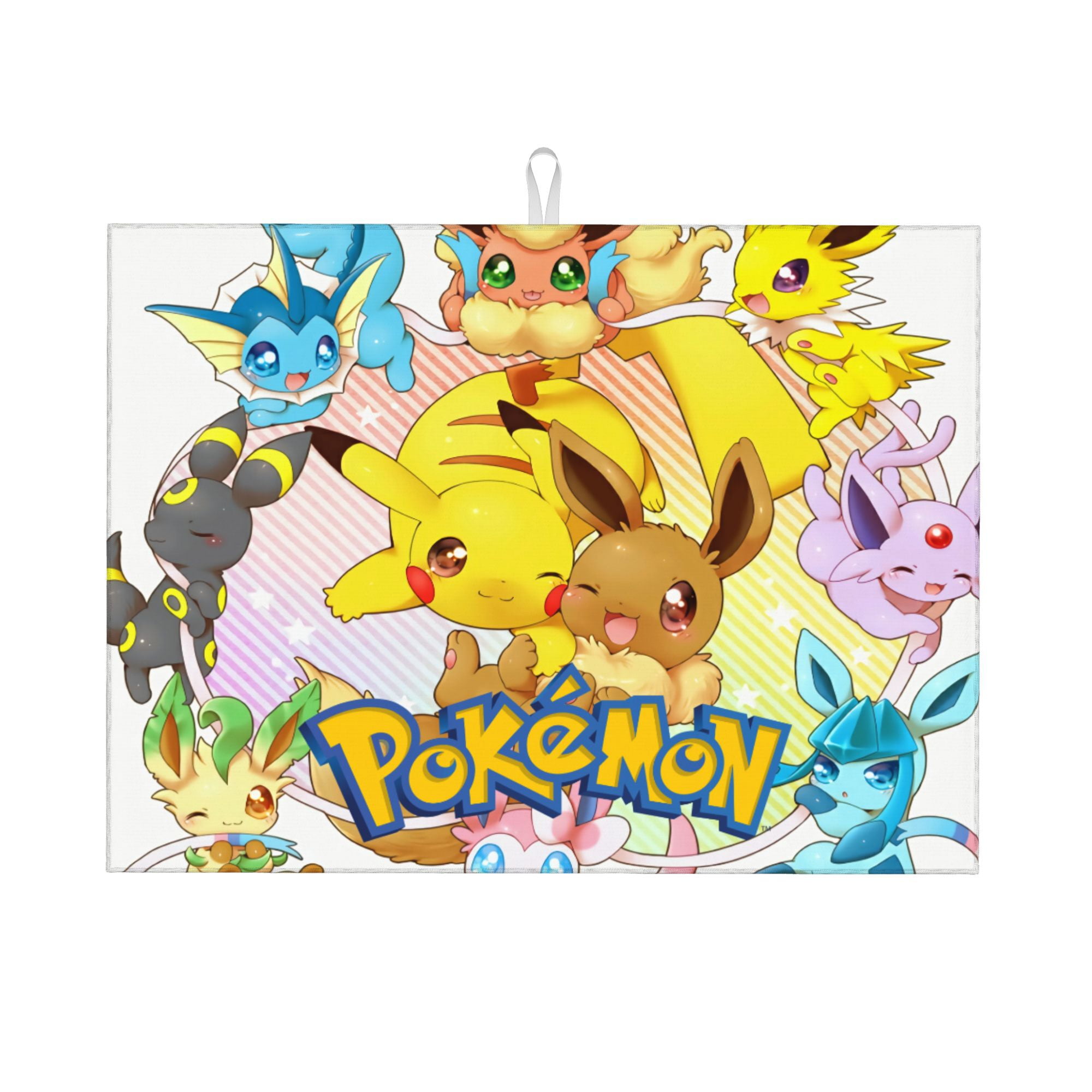 High Absorbent Dish Drying Mat Pokemon Eeveelution Drying Pad for ...