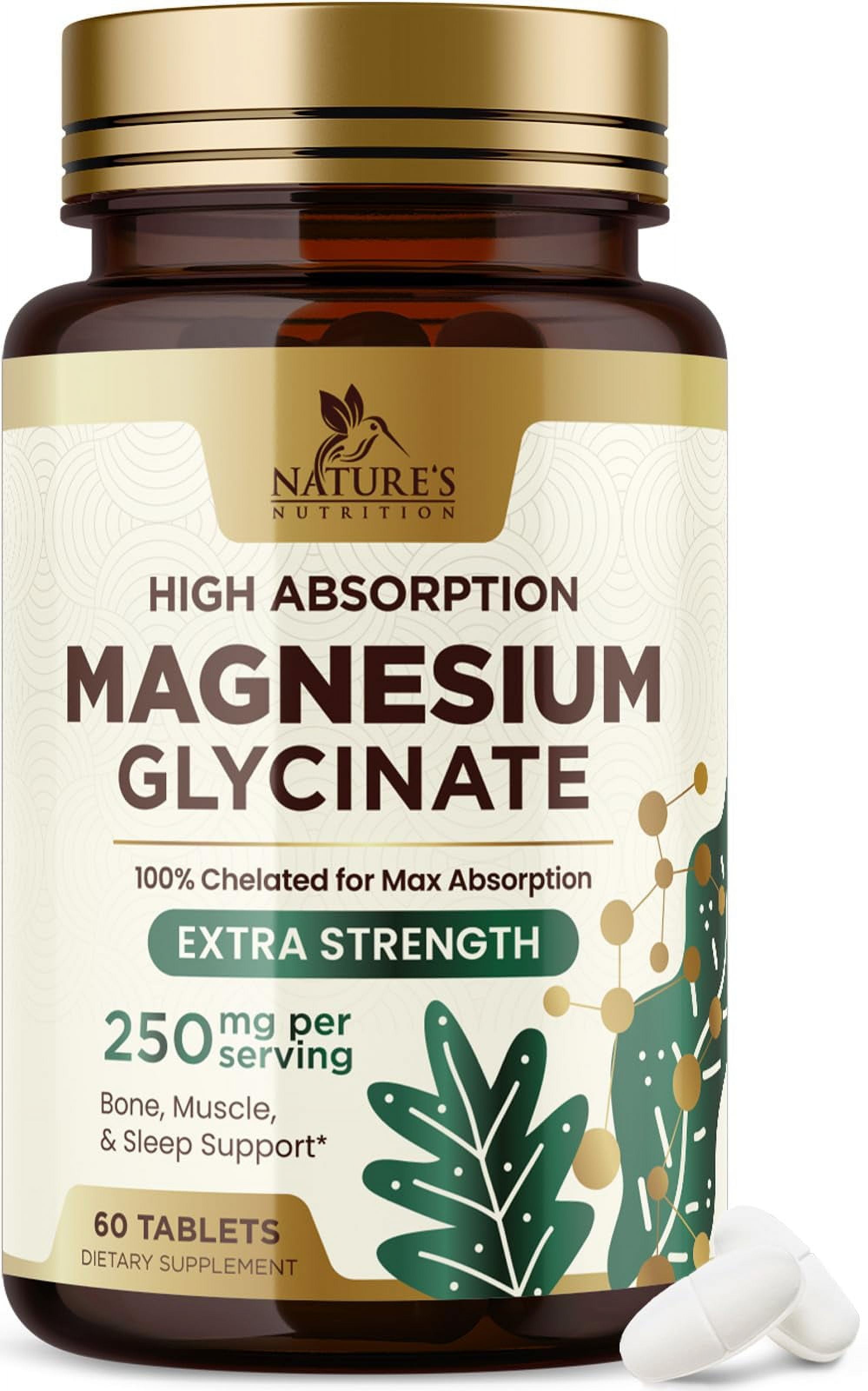 Magnesium Glycinate Supplement, 250 mg, 100% Chelated Magnesium ...