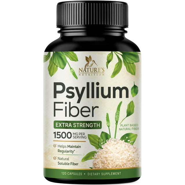 High Absorption Psyllium Husk Capsules 1450mg, Natural Soluble Fiber ...
