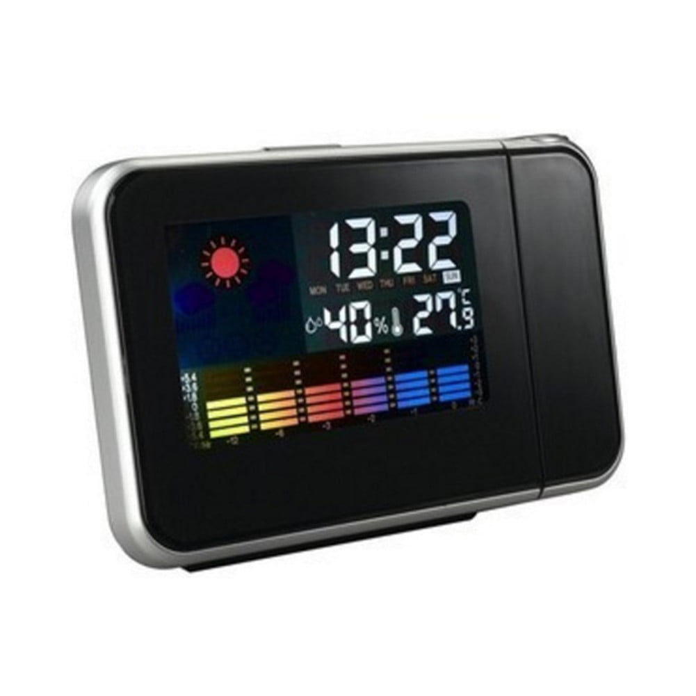 High-Accuracy Color LCD Projection Alarm Clock with Temperature and ...