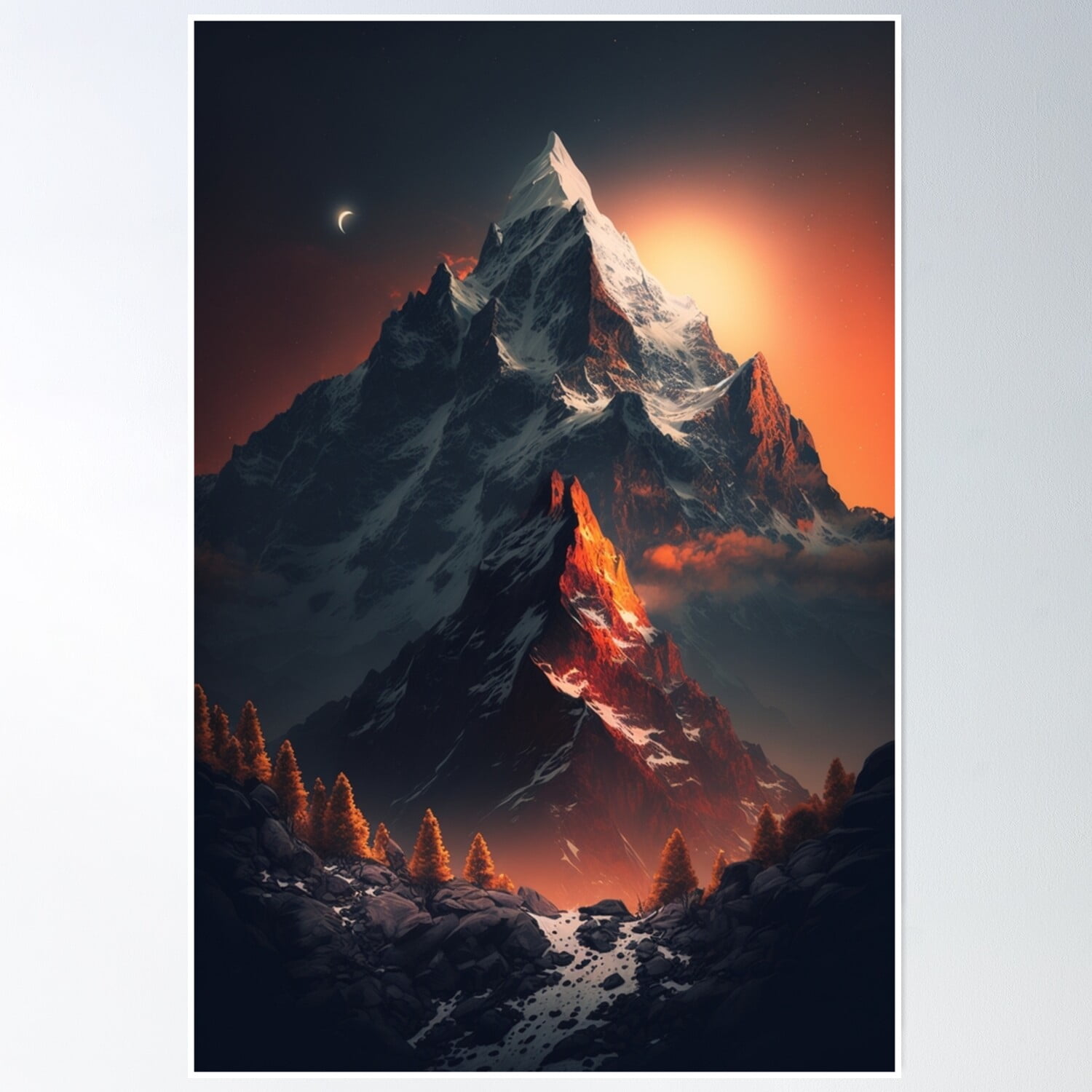 High Altitude - Mountain 4 Poster Wall Art, Modern Wall Decor, 8x12 ...