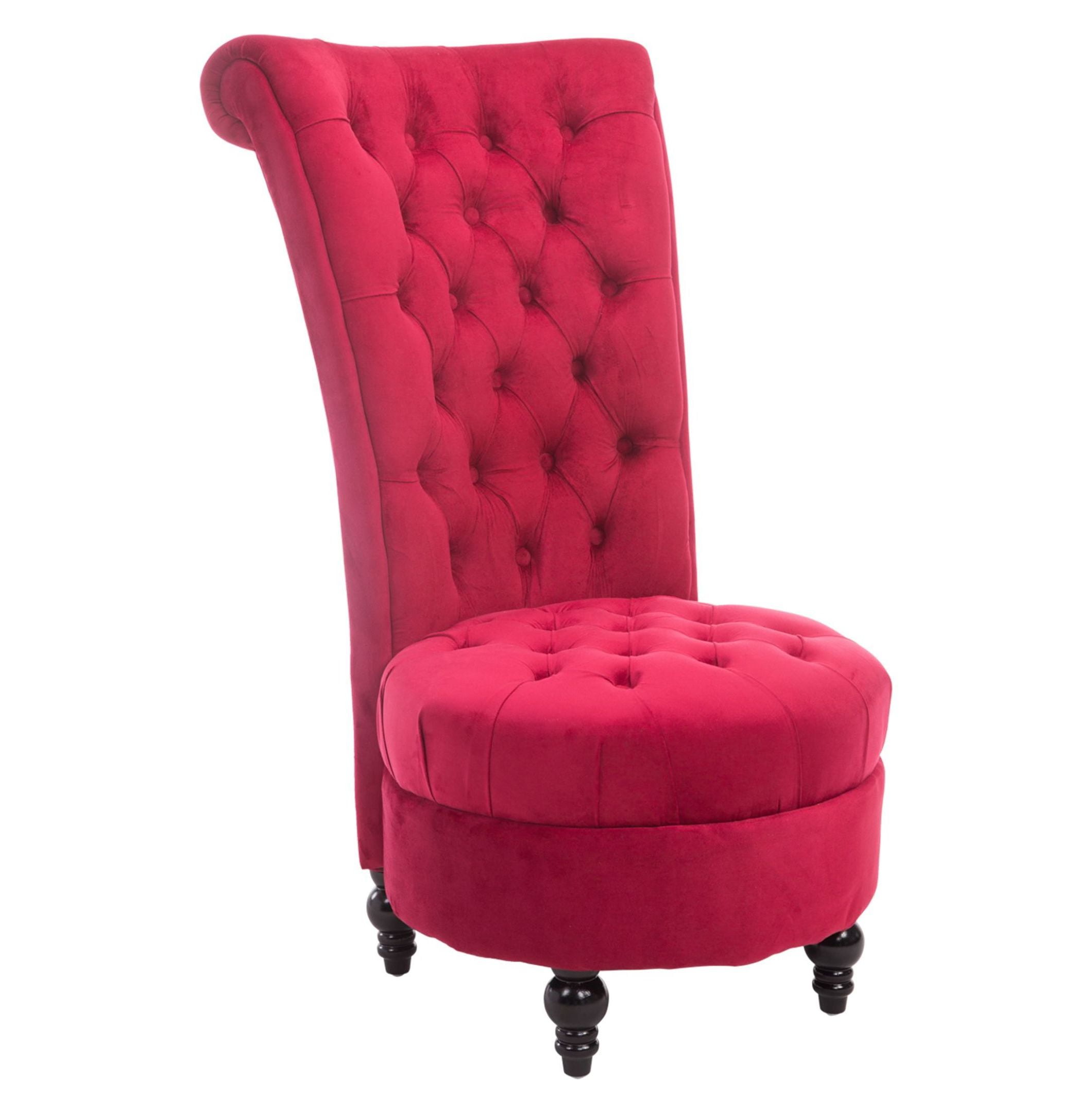 High Back Accent Chair, Crimson Red, Retro Button-Tufted Royal Design ...