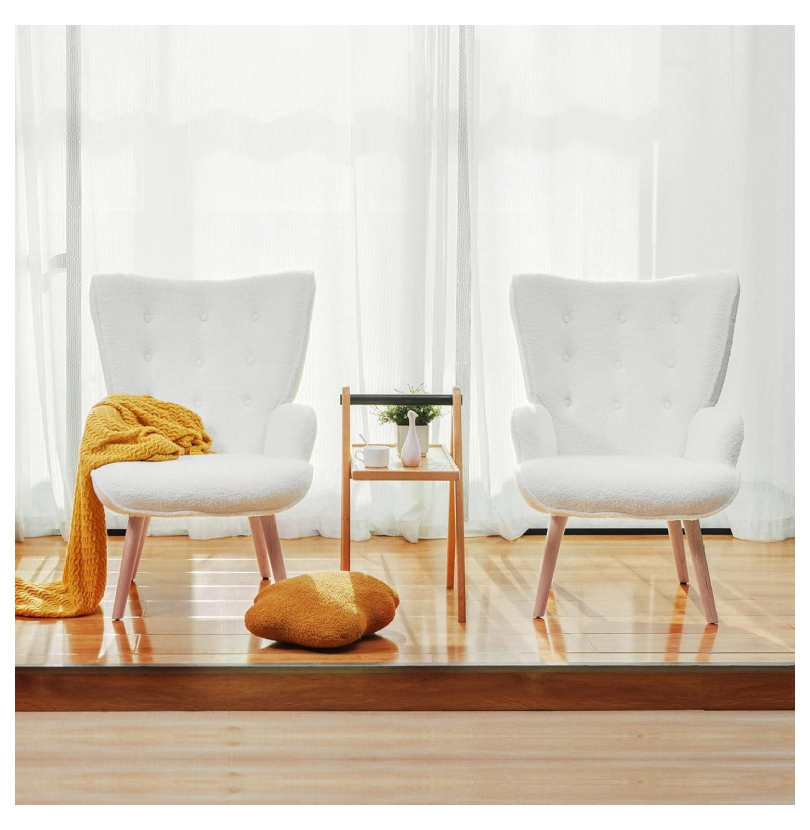 High Back Accent Chair Set of 2 - Large -Century Modern Living Room ...