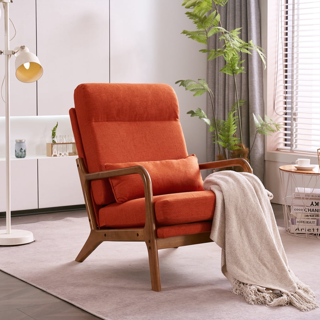 High Back Armrest Single Lounge Chair With Soft Cushion and Pillow ...