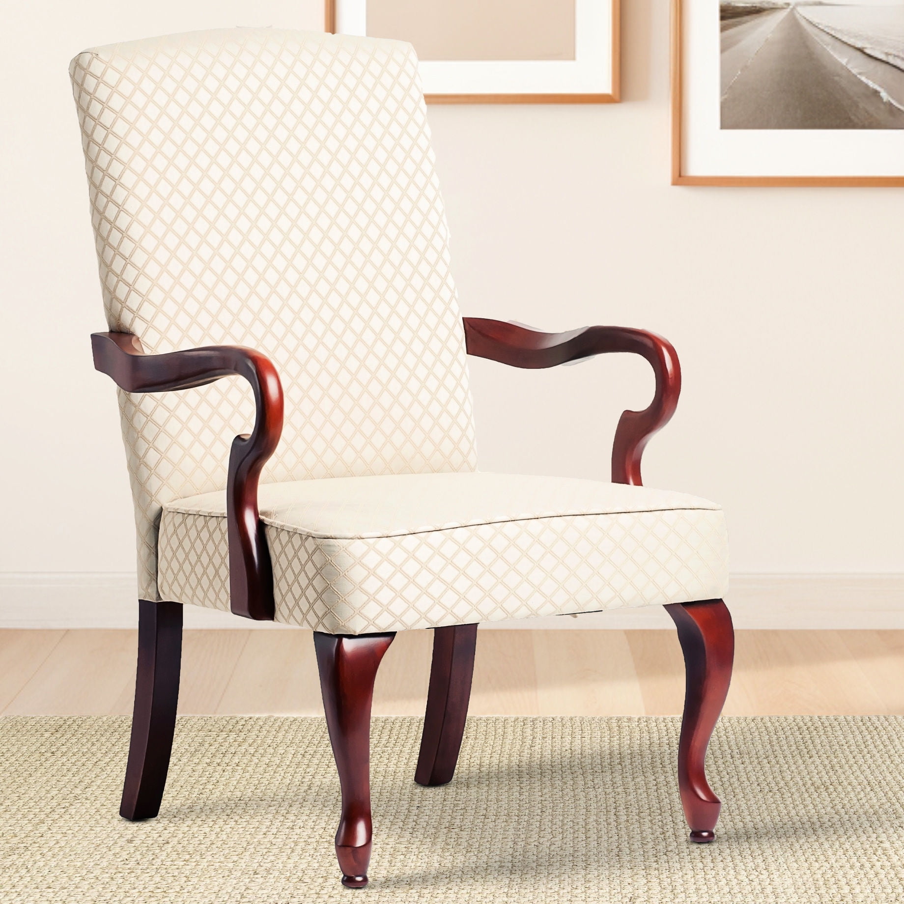 High - Back Beige Gooseneck Chair | Fits Waiting Room Ambiance | Solid ...