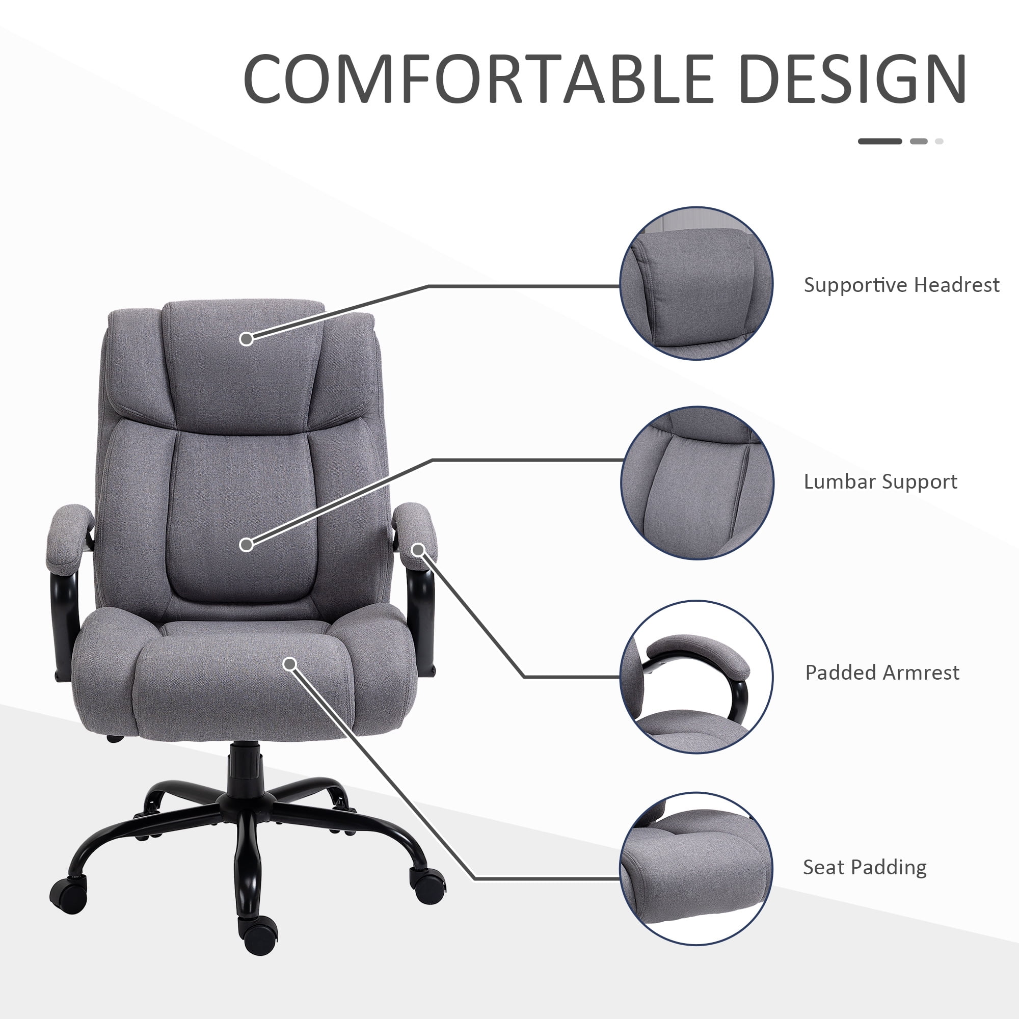 High Back Big and Tall Executive Office Chair 484lbs with Wide Seat ...
