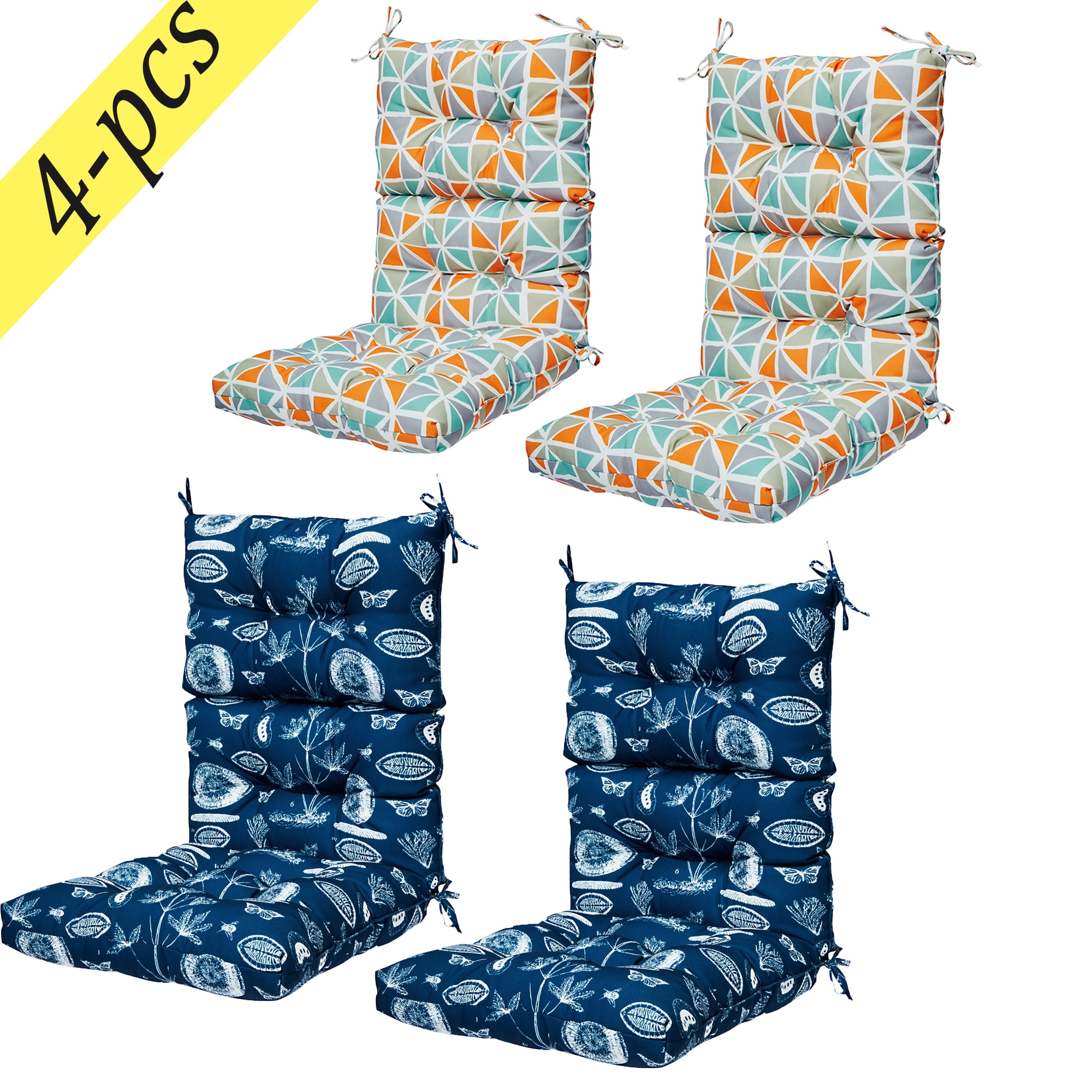 4 Pack 44"x21" Outdoor Chair Cushion High Back Chair Cushion Dining ...