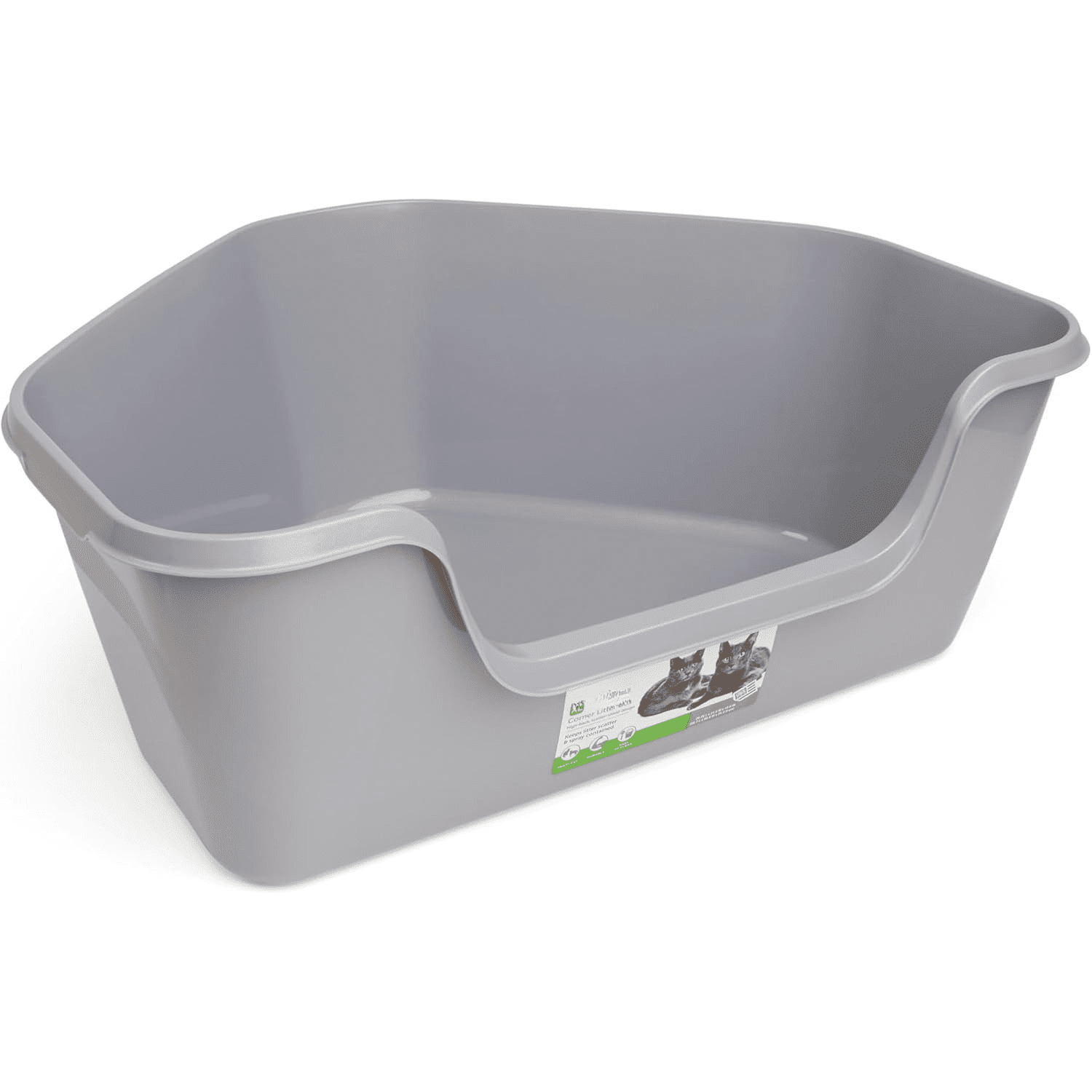 26.25" Grey High-Back Corner Cat Litter Box, Large Size for Corner ...