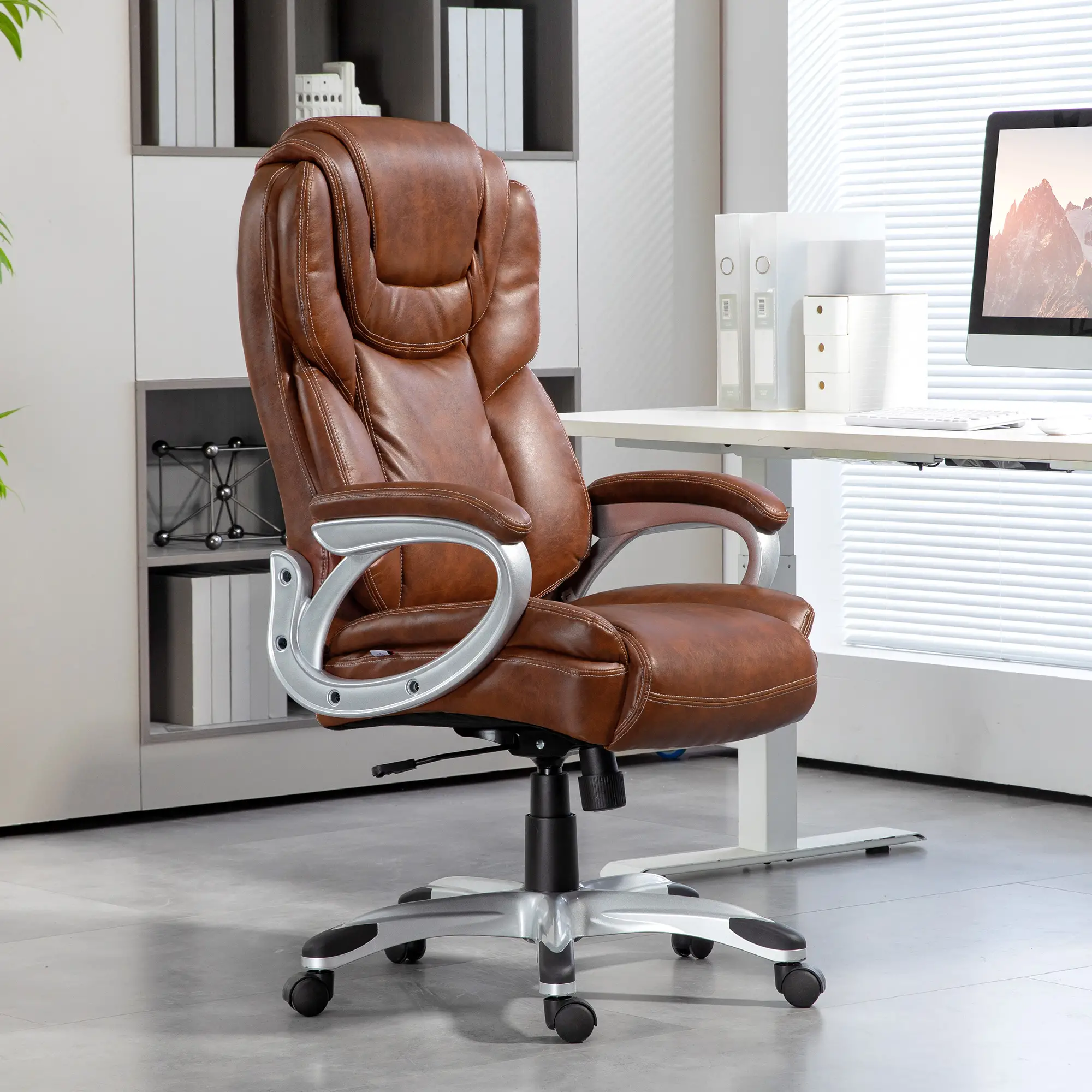 High Back Desk Chair with Swivel Wheels, Executive Office Chair with ...