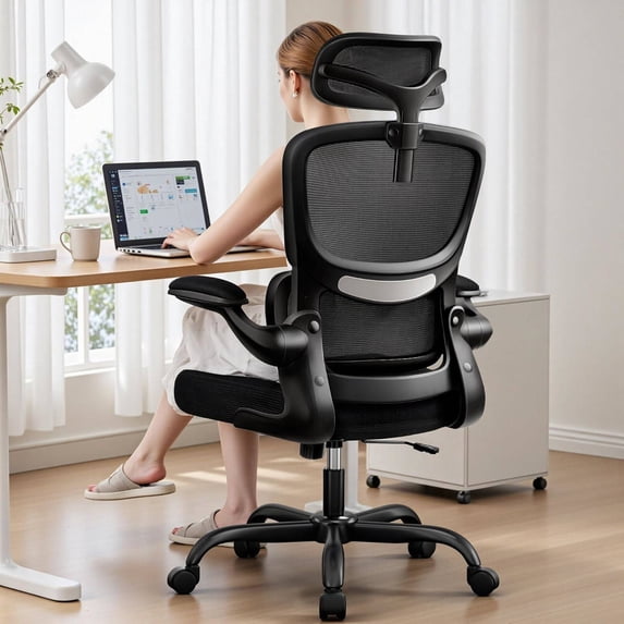 High-Back Ergonomic Office Chair with Breathable Mesh Back, Lumbar ...