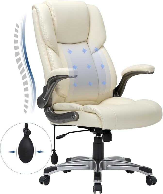 High Back Executive Office Chair- Ergonomic Home Computer Desk Leather ...
