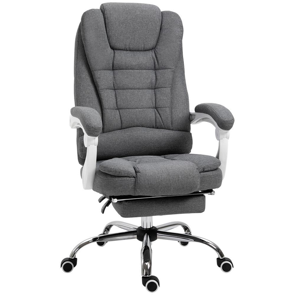 High-Back Executive Office Chair with Footrest, Linen-Fabric Computer ...
