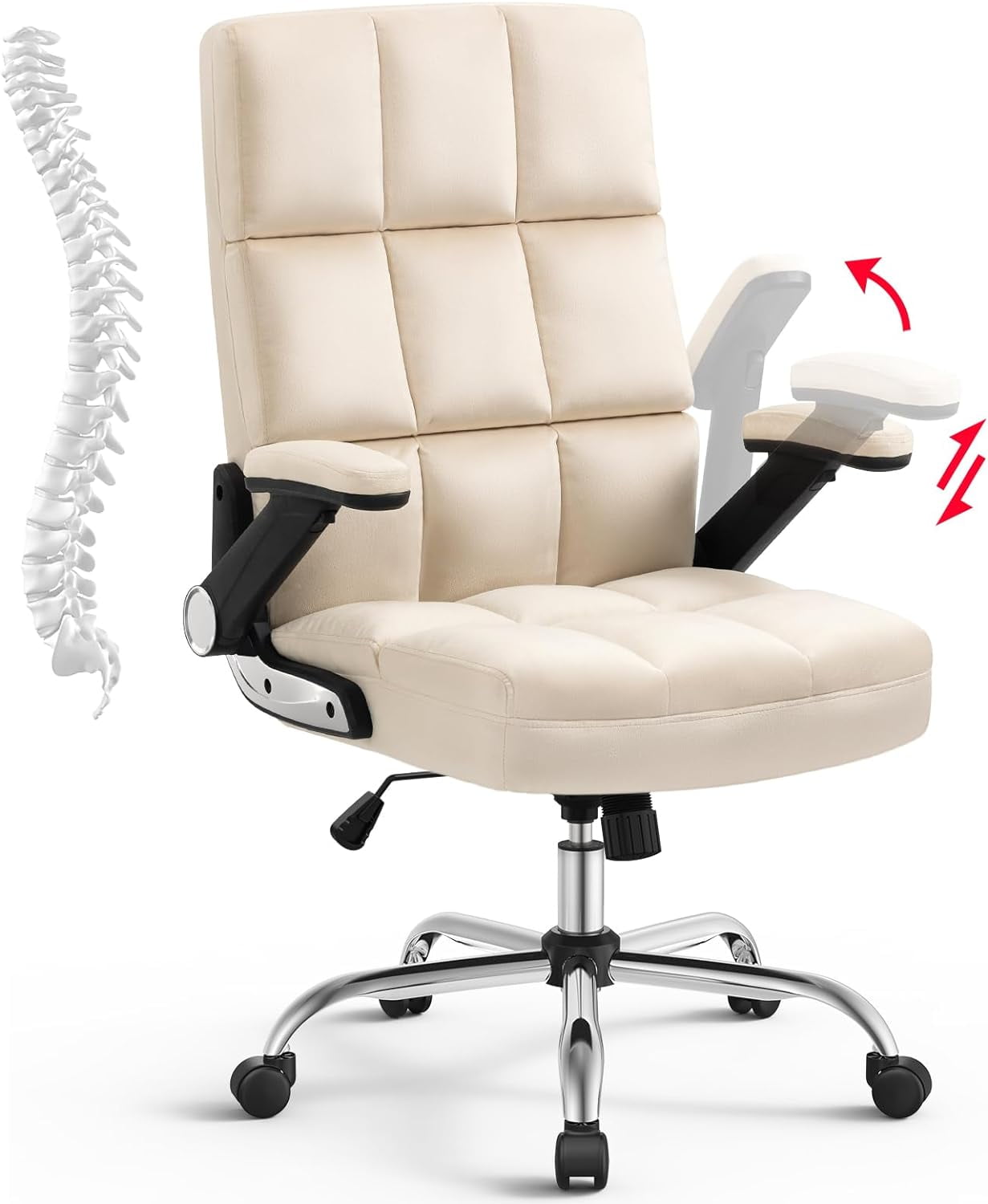 High Back Fabric Home Office Chair with Swivel, Executive Computer Desk ...