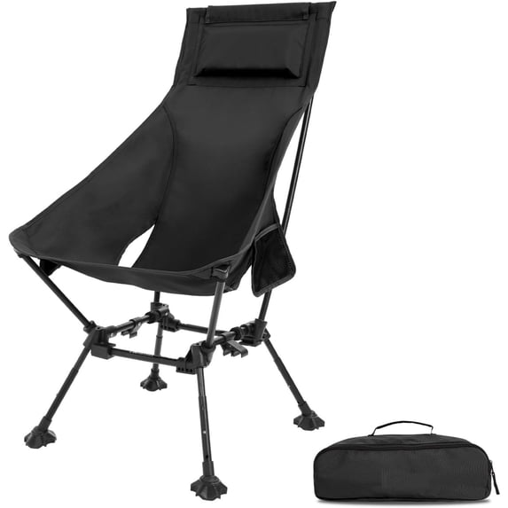 High Back Folding Camping Chairs, Height-Adjustable, Widened Seat, for ...