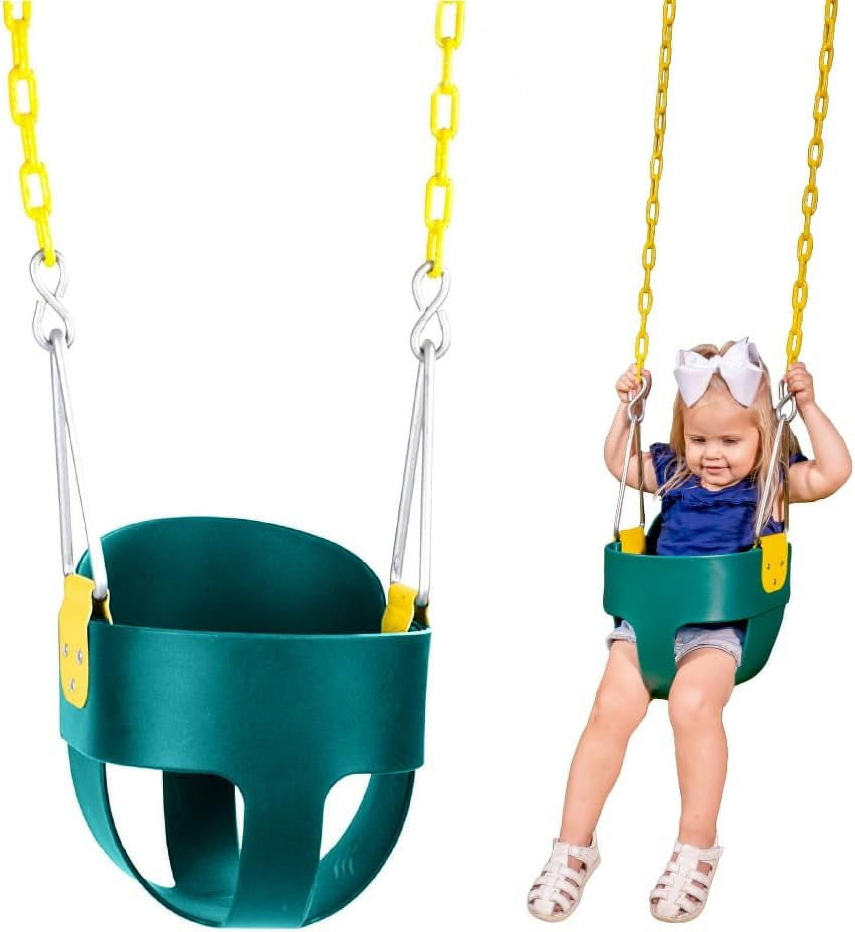High Back Full Bucket Toddler Swing Seat with Plastic Coated Chains for ...