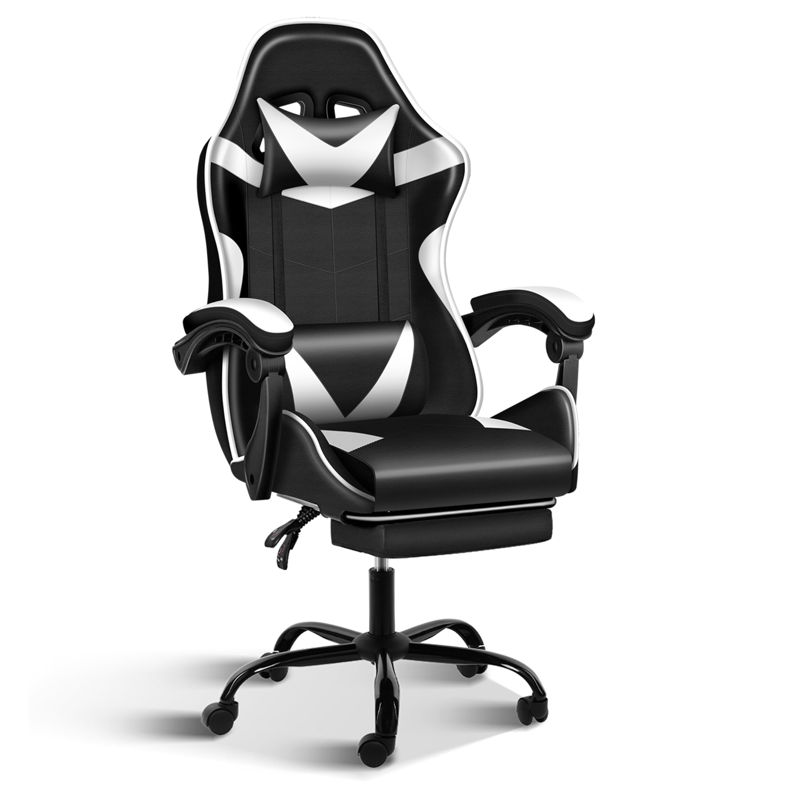 High Back Gaming Chair with Extendable Footrest, Adjustable Recline ...