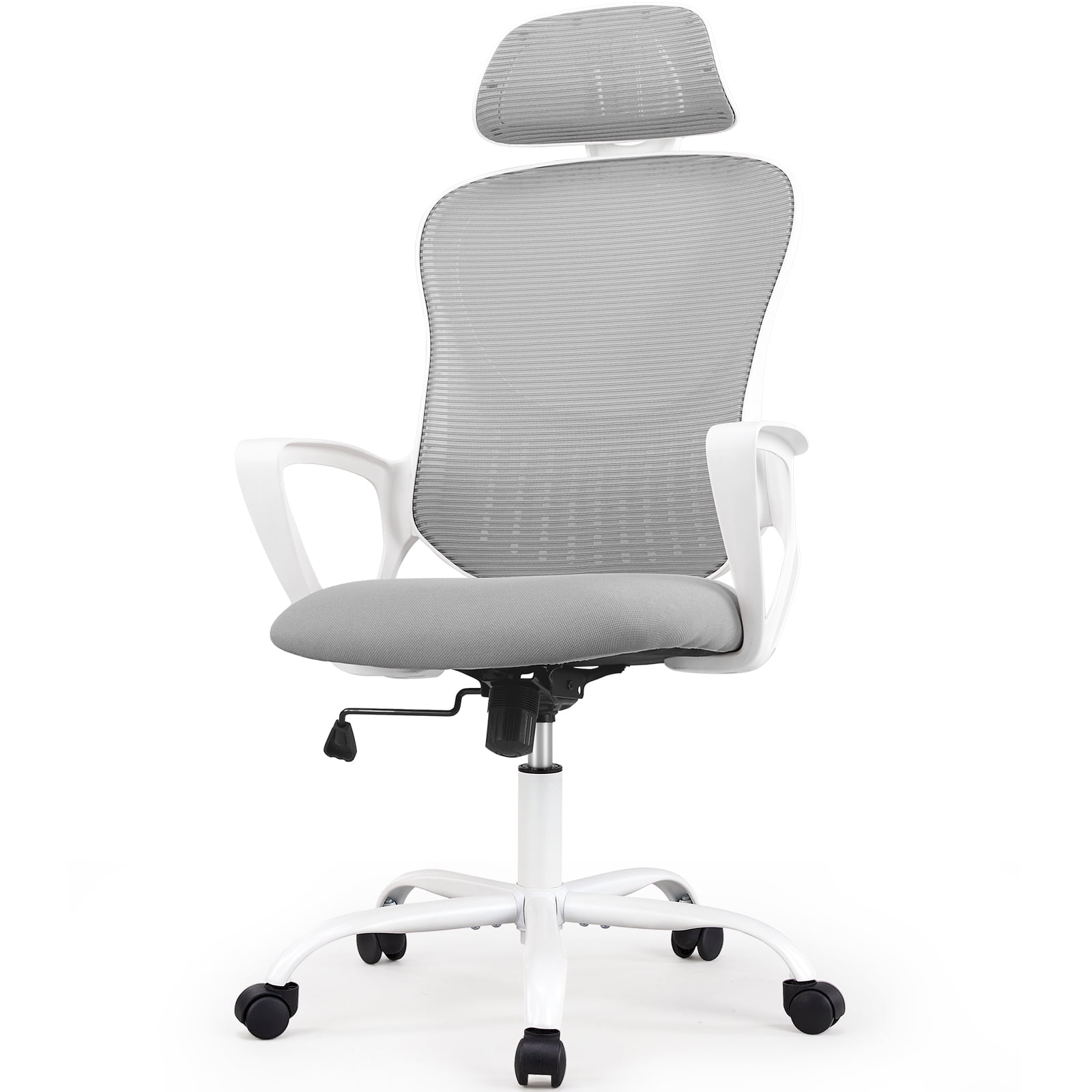High-Back Mesh Rolling Work Task Chairs with Wheels and Adjustable Headrests, Comfy Lumbar ...