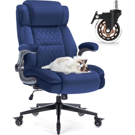 High Back Office Chair 400lbs Fabric- Adjustable Lumbar Support & Flip ...