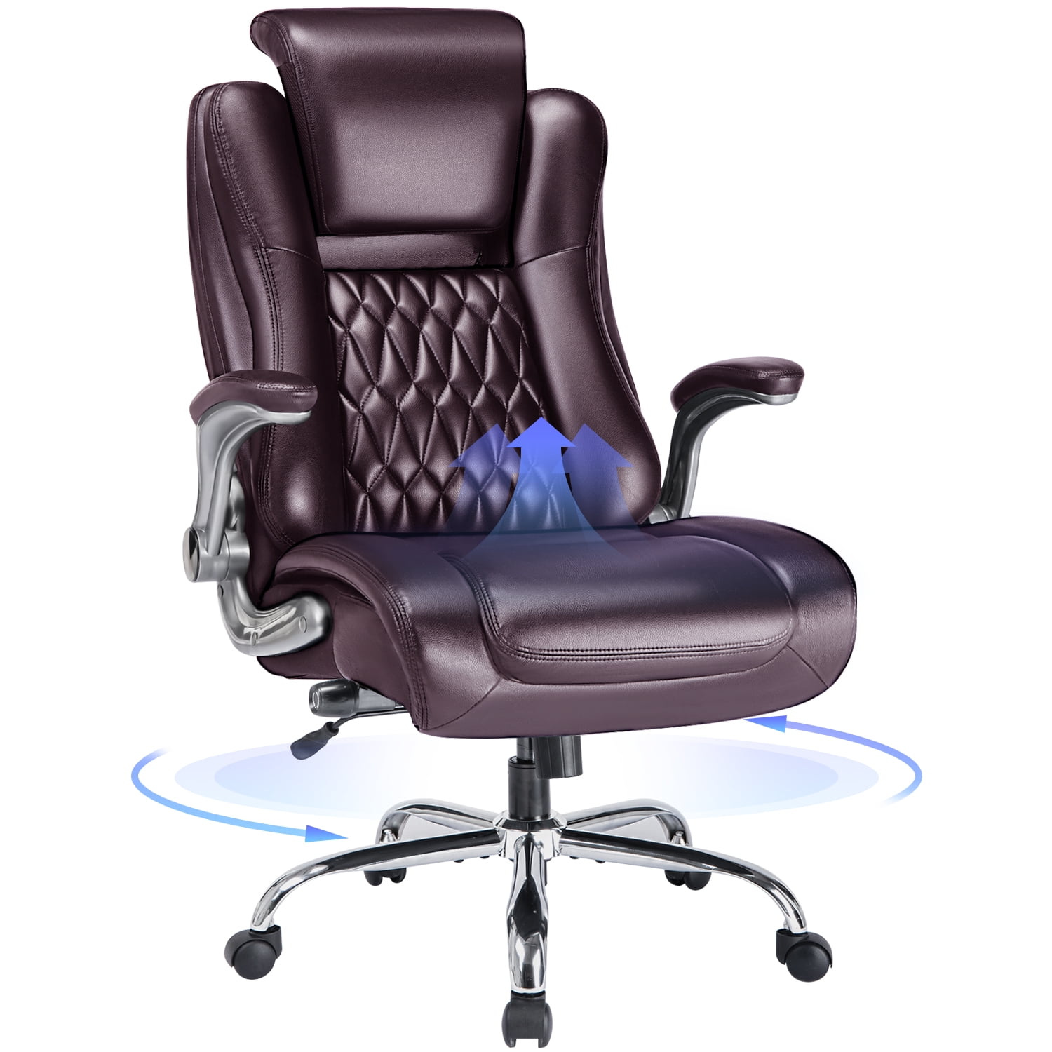 High Back Office Chair with Flip-up Arms, Adjustable Lumbar & Tilt ...