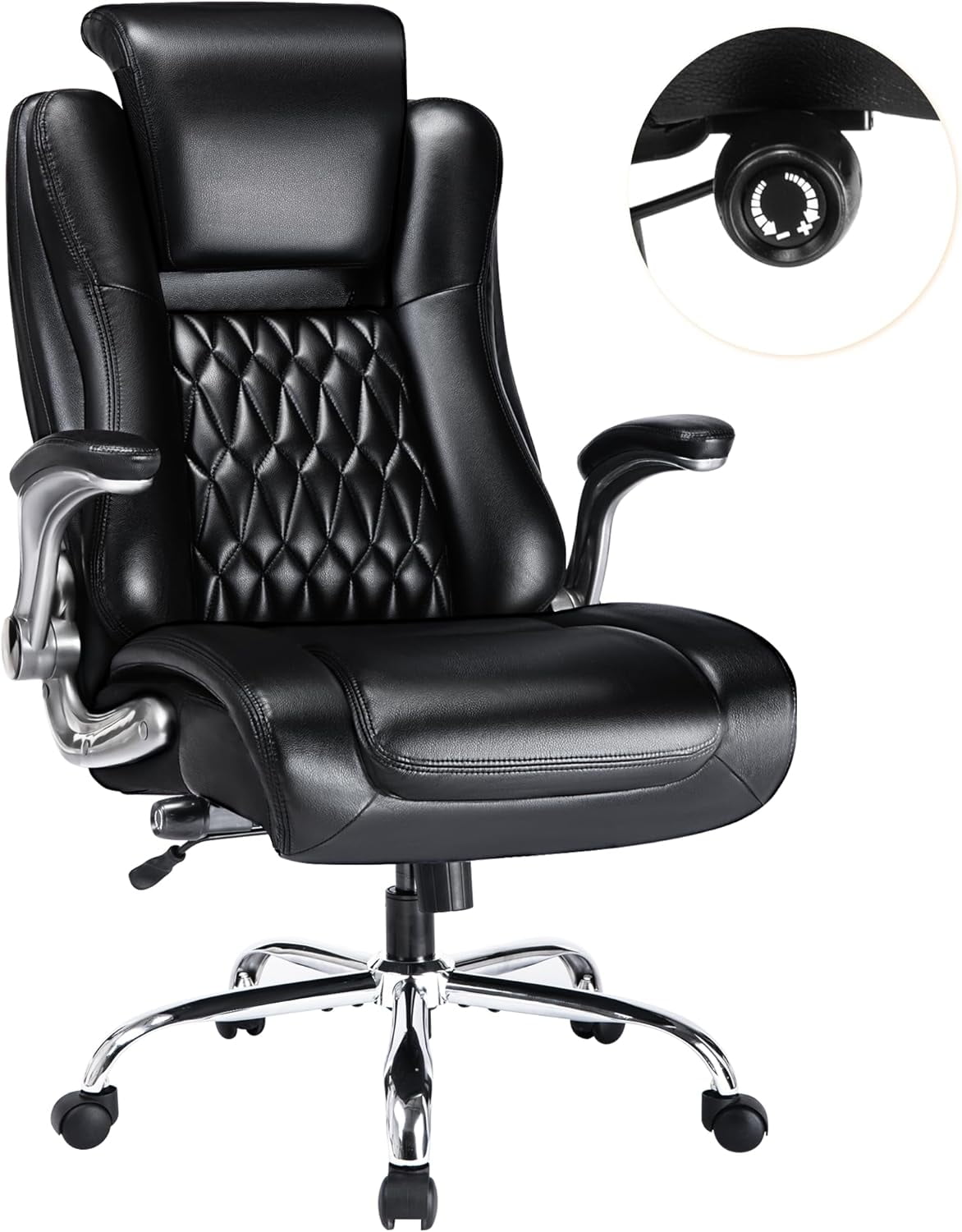 High Back Office Chair with Flip-up Armrests - Lifting Headrest, Built ...