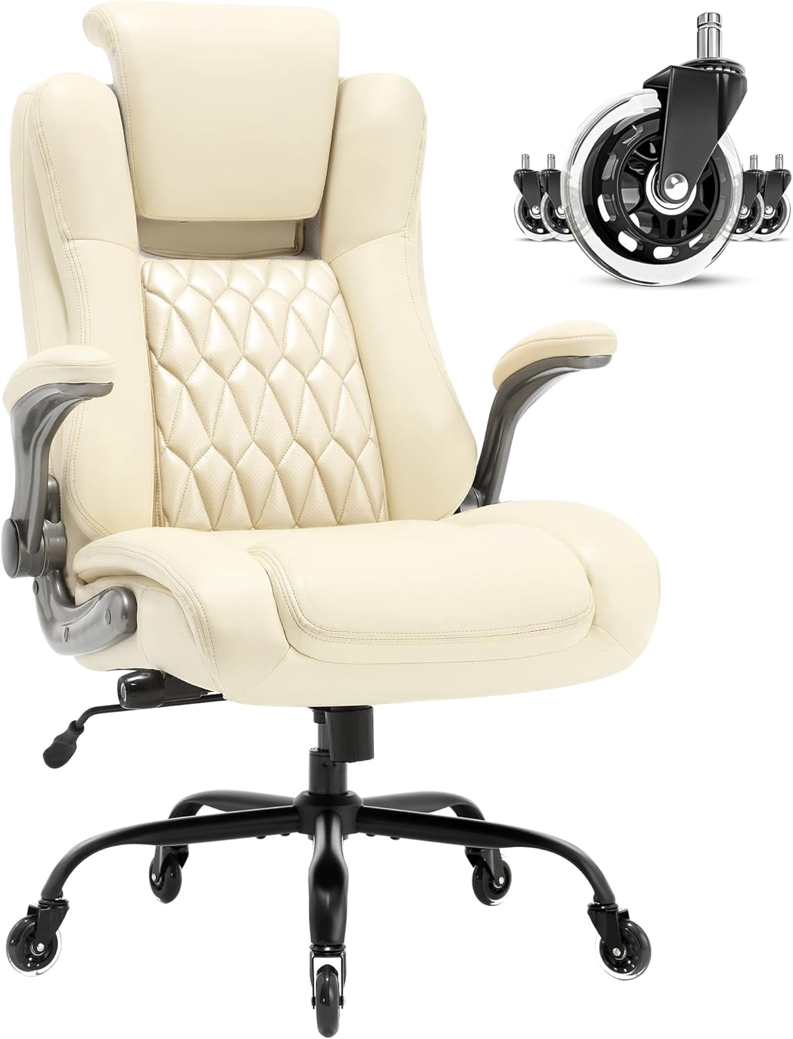 High Back Office Chair with Flip-up Armrests - Lifting Headrest, Built ...