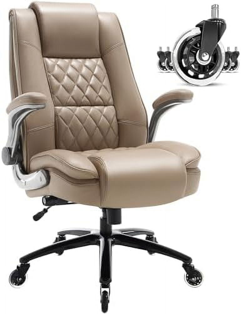 High Back Office Chair-Flip-up Arms Executive Computer Desk Chair Built ...