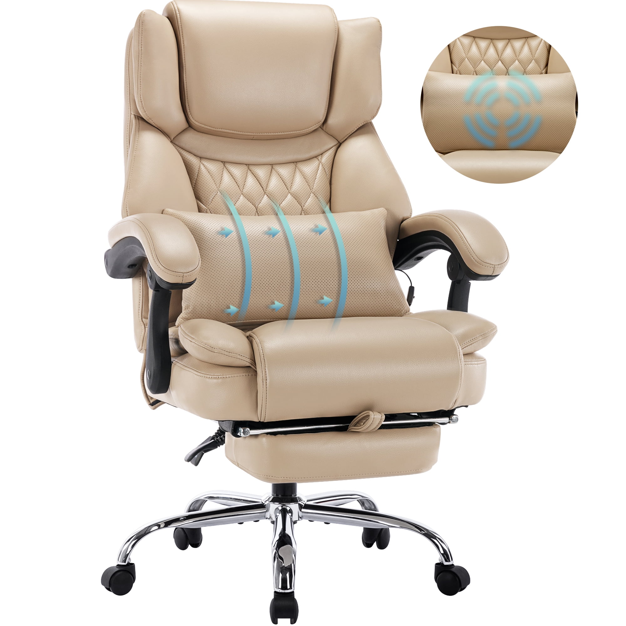 High Back Office Chair with Footrest - Reclining Executive Computer ...