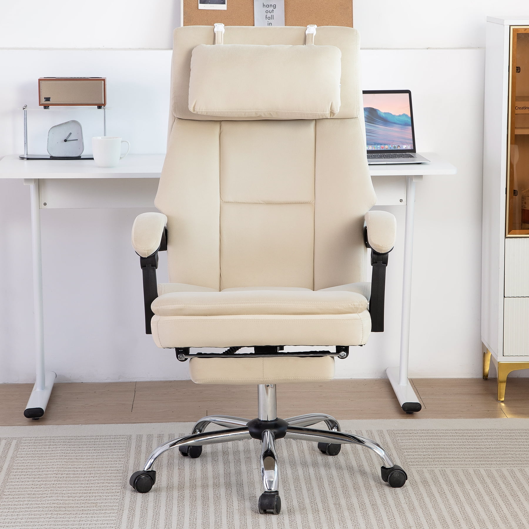 High Back Office Chair with Retractable Footrest, 90°-155° Reclining ...