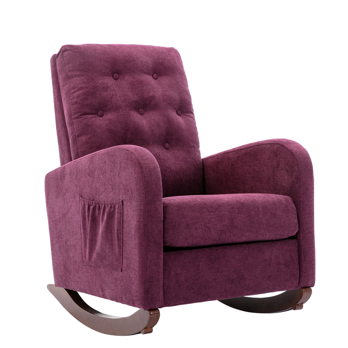 High Back Rocking Chair, Modern Fabric Padded Seat Armchair Nursery ...