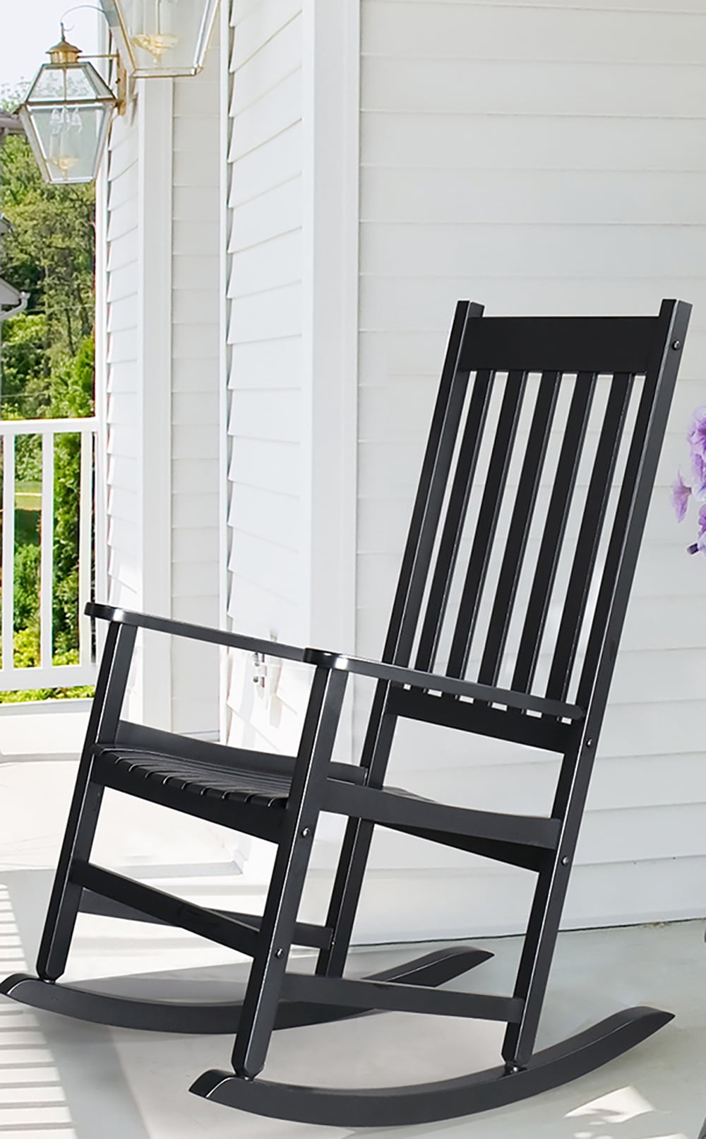 High Back Rocking Chair, Oversized Porch Rocker Chair, Wooden Outdoor ...
