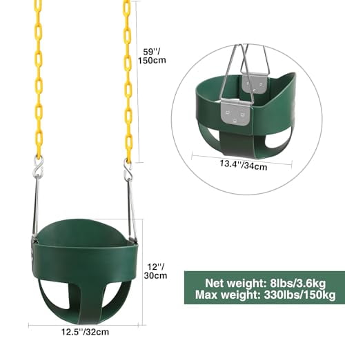 High Back Toddler Bucket Swings Seat with Coated Chains, Heavy Duty ...