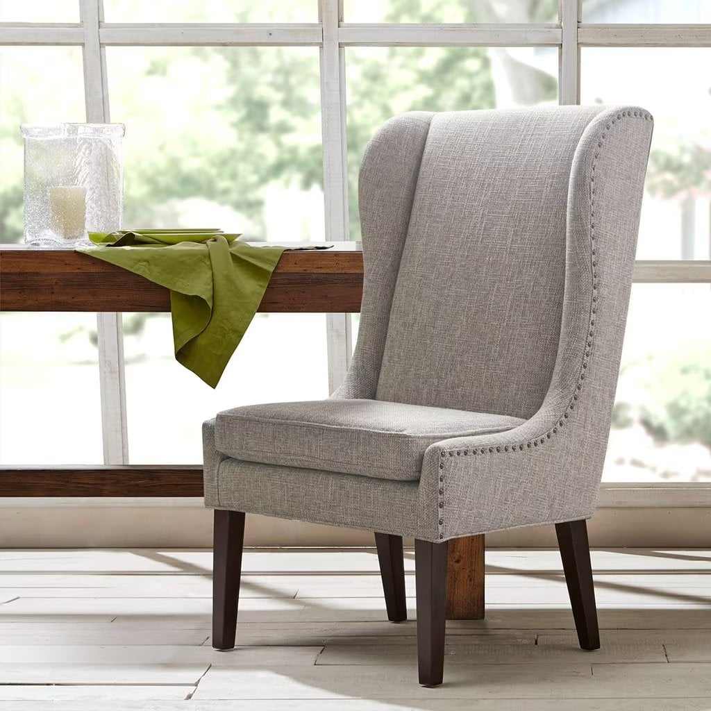 High Back Upholstered Dining Chair, Modern Wingback Accent Armless ...