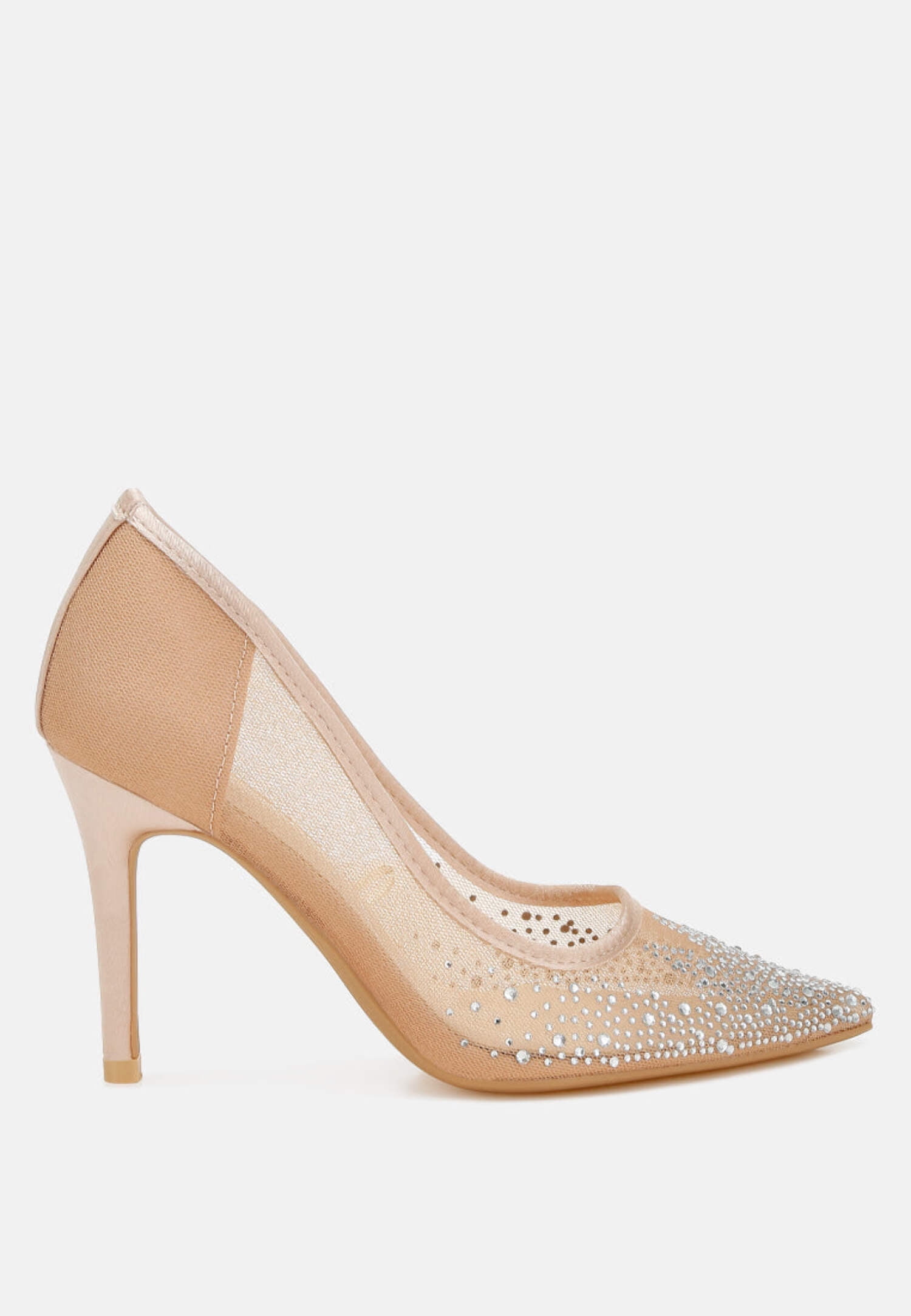 High Ball Mesh Rhinestone Stiletto Pumps - Walmart.com