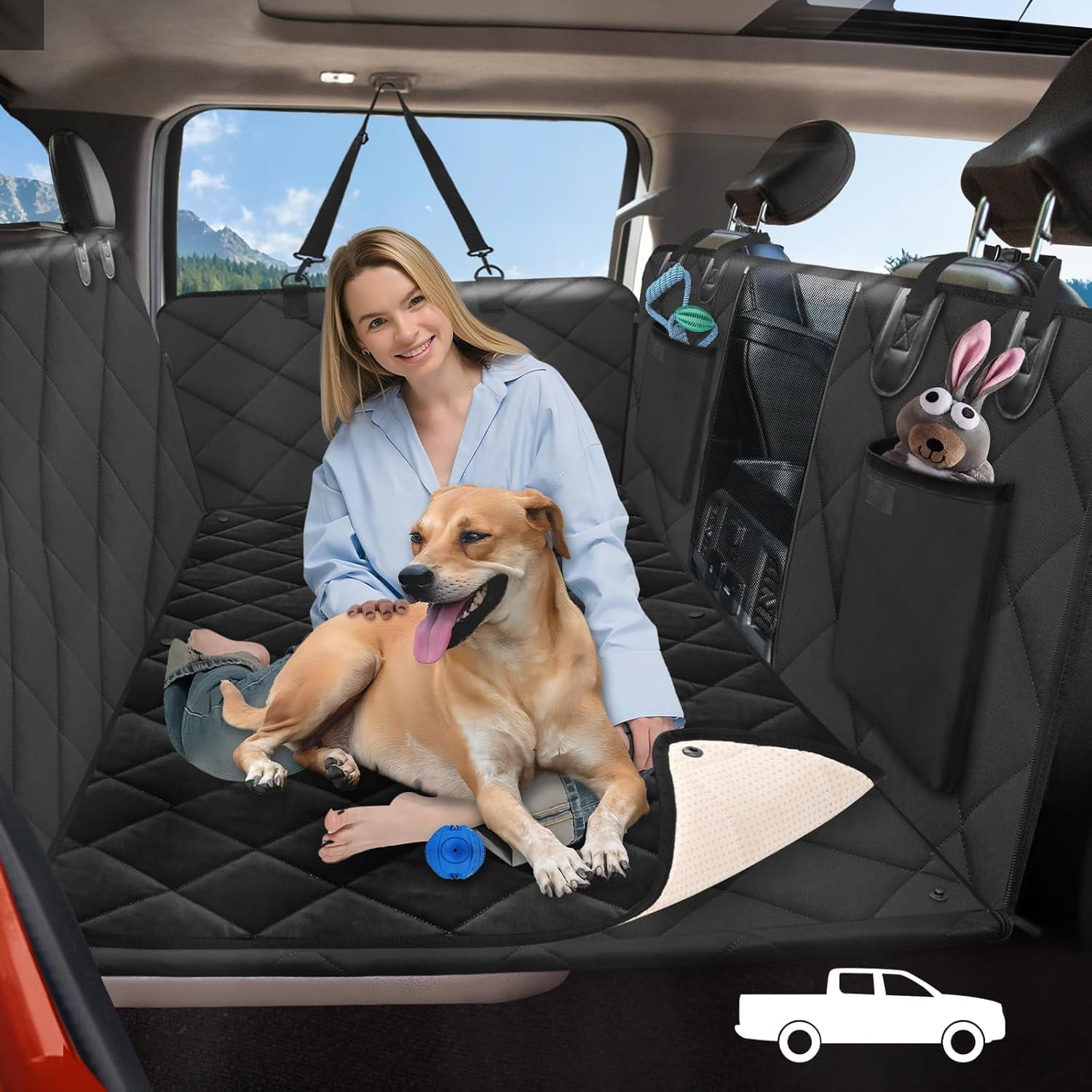 High Barrier Back Seat Extender for Dogs Hard Bottom Dog Car Seat Cover ...