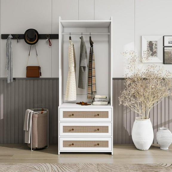 Stylish Rattan Armoires for Home Storage in White and Brown Finishes