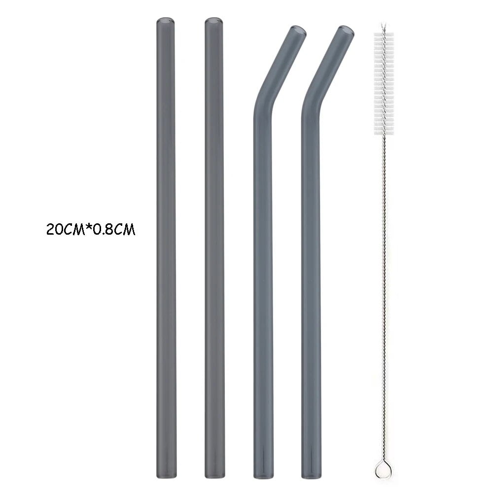 High Borosilicate Colorful Glass Straws Set Eco Friendly Reusable