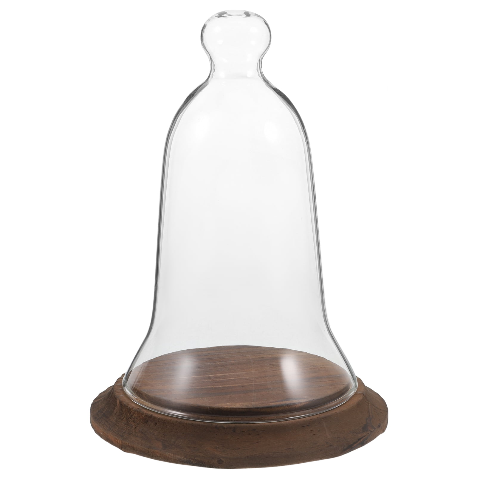 Glass Cloche with Wooden Base for Preserved Flowers Clear Dustproof ...