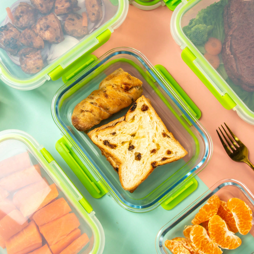 High Borosilicate Glass Food Storage Containers Set, Glass Food Meal ...